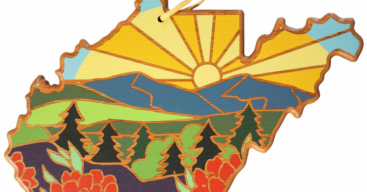 West Virginia State Shaped Serving & Cutting Board with Artwork by ...