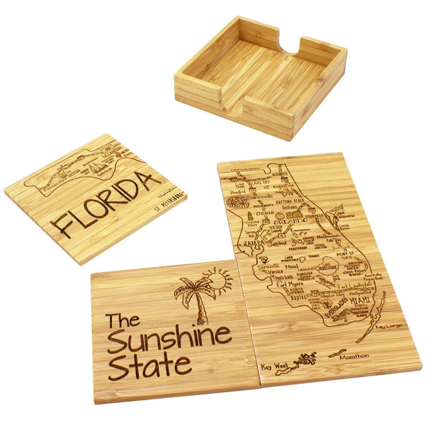 Florida State Puzzle 4-Pc. Coaster Set with Case – Totally Bamboo