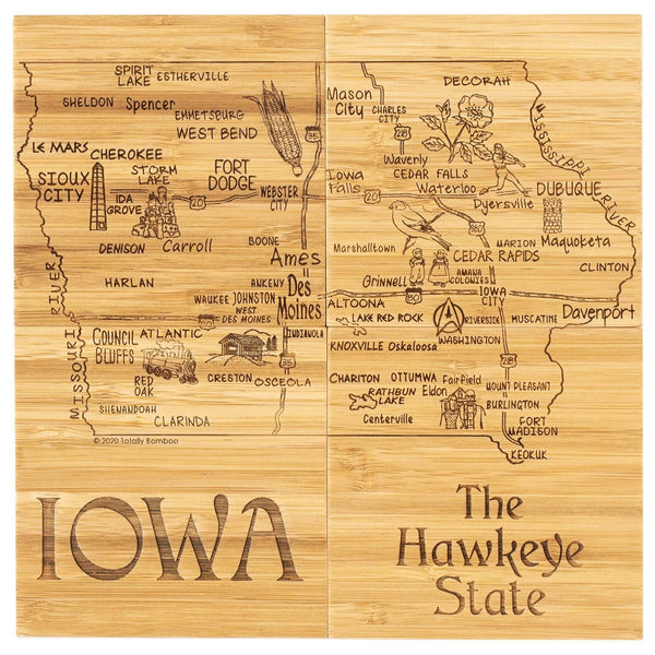 Iowa State Puzzle 4 Piece Bamboo Coaster Set with Case – Totally Bamboo