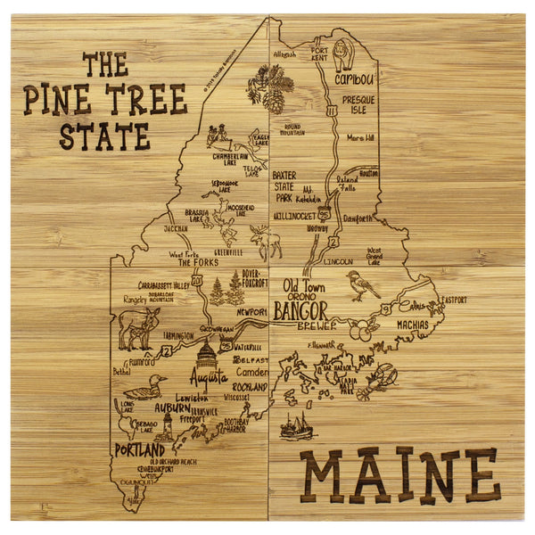 Maine State Puzzle 4-Pc. Coaster Set with Case – Totally Bamboo