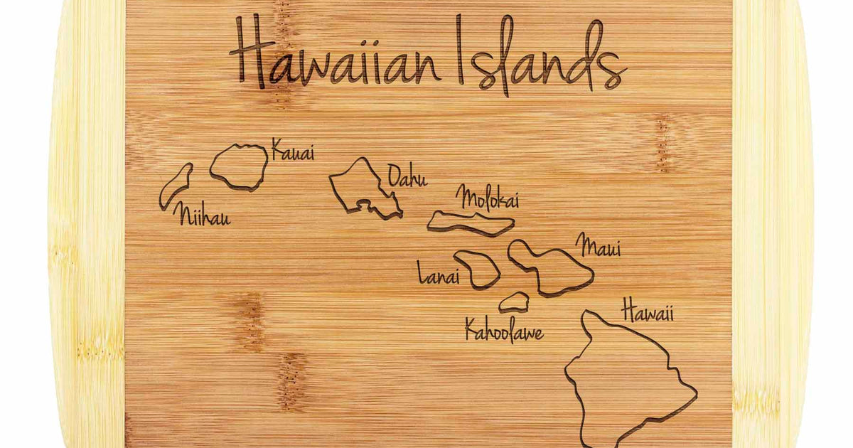 "Hawaiian Islands" Engraved Cutting Board, 11" x 8-3/4" – Totally Bamboo