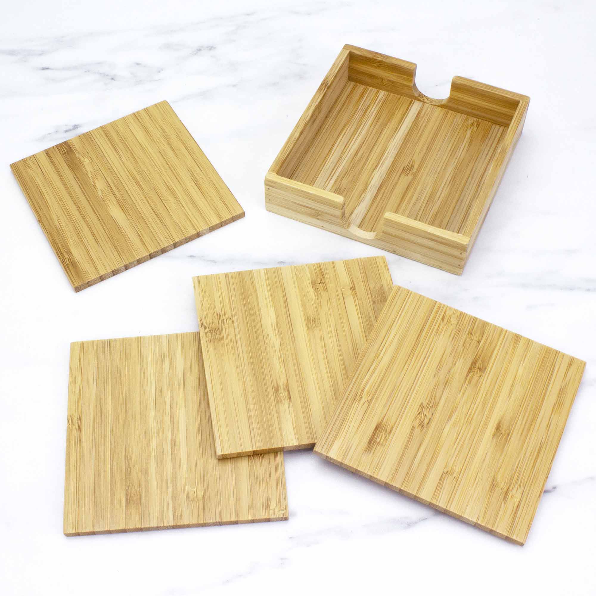 4-Piece Bamboo Coaster Set with Case – Totally Bamboo