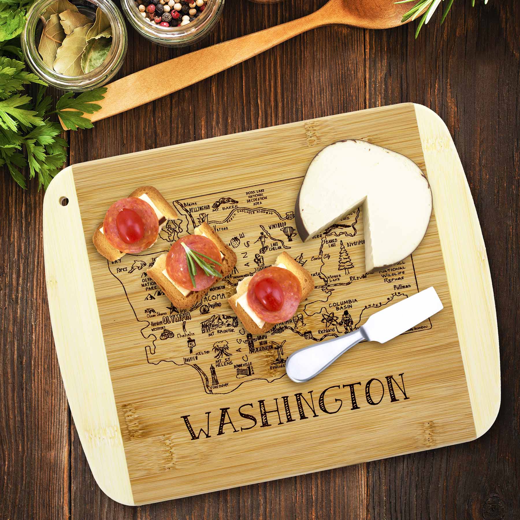 A Slice of Life Washington Cutting Board, 11" x 8-3/4" – Totally Bamboo