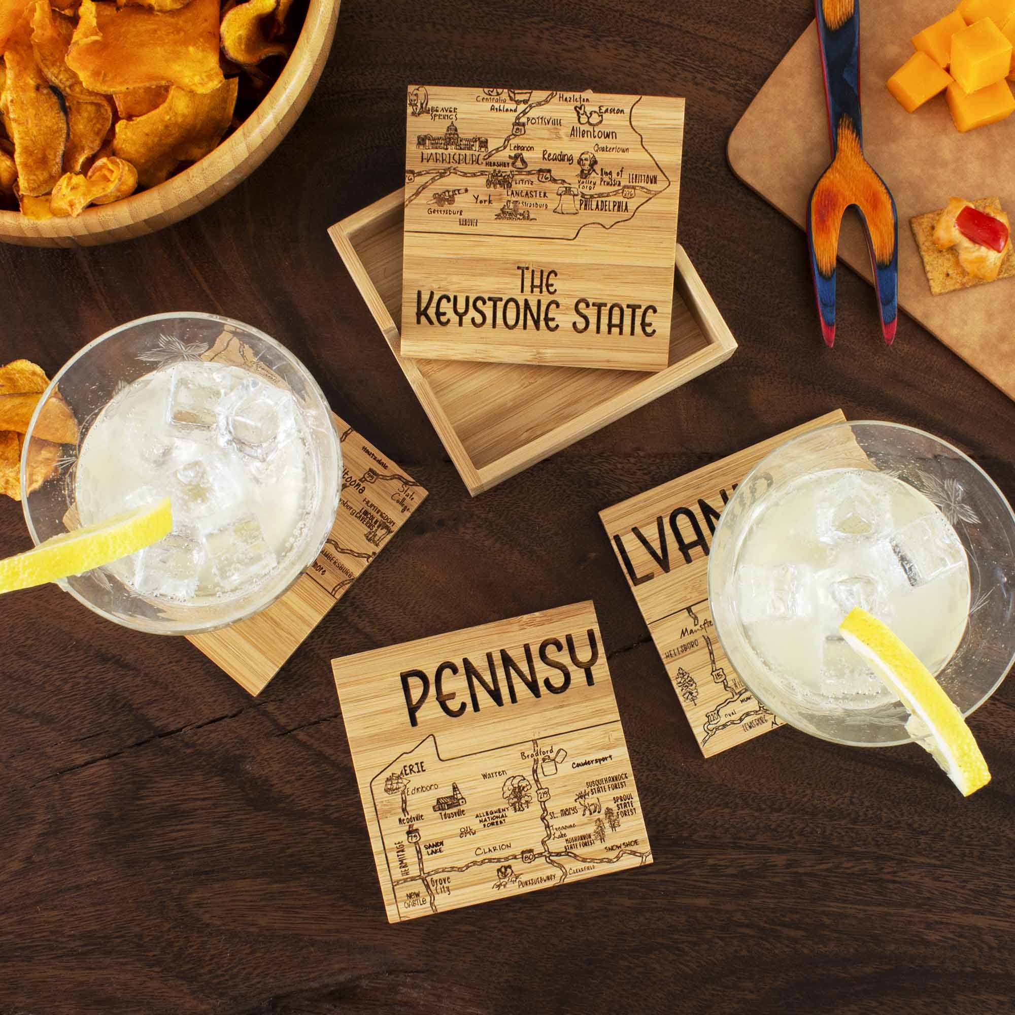 4-Piece Pennsylvania Puzzle Coaster Set with Case – Totally Bamboo