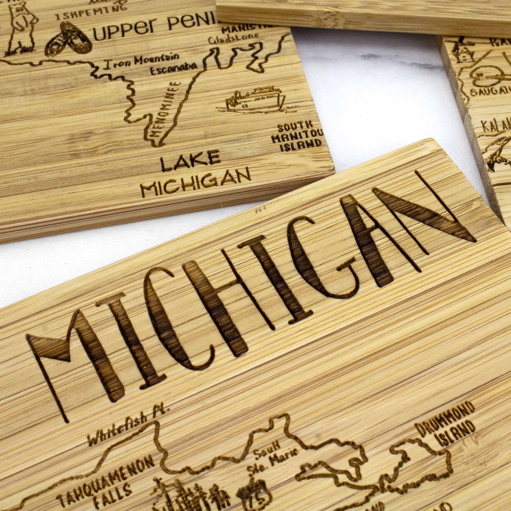 4-Piece Michigan Puzzle Coaster Set with Case – Totally Bamboo