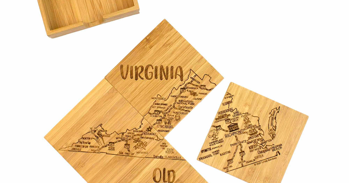 4-Piece Virginia Puzzle Coaster Set with Case – Totally Bamboo