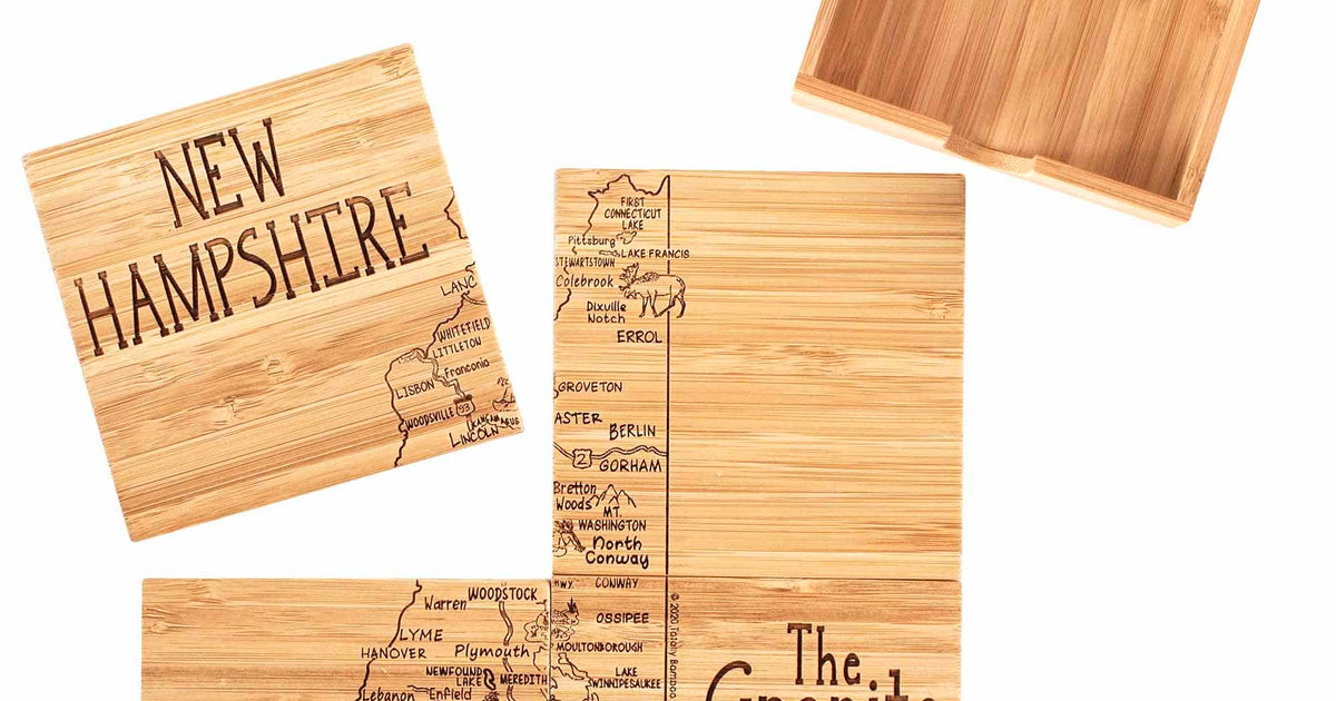 4-Piece New Hampshire Puzzle Coaster Set with Case – Totally Bamboo