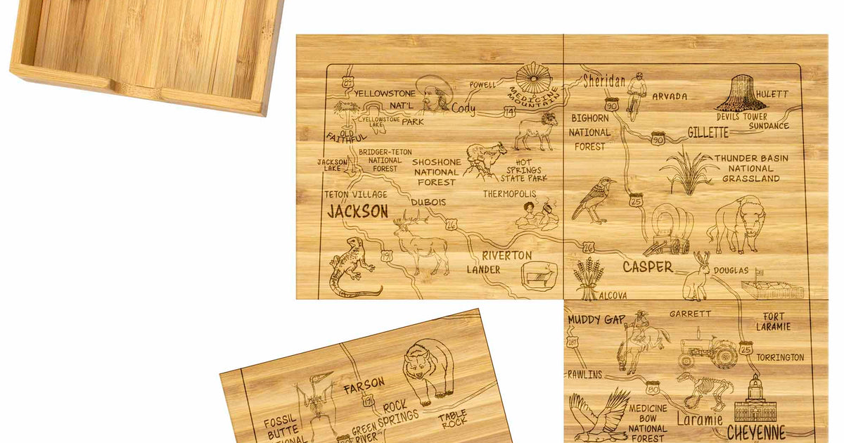 4-Piece Wyoming Puzzle Coaster Set with Case – Totally Bamboo