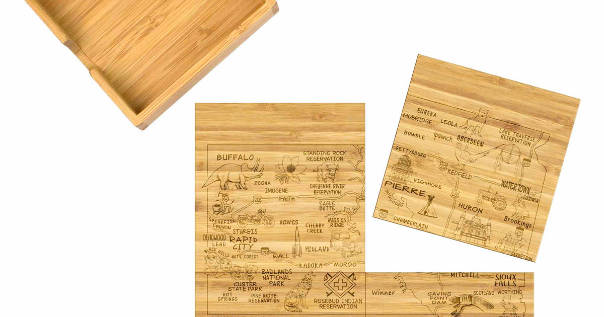 4-Piece South Dakota Puzzle Coaster Set with Case – Totally Bamboo