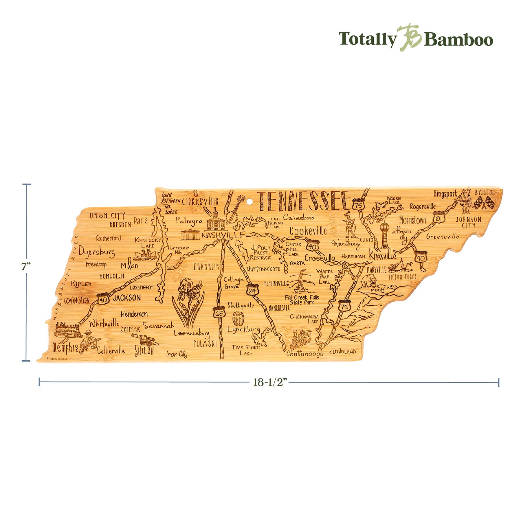 Destination Tennessee Cutting Board Totally Bamboo