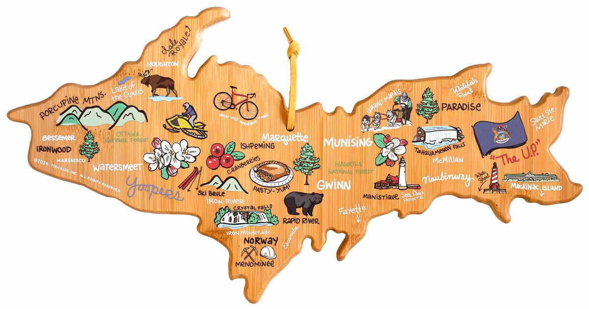 Michigan Upper Peninsula Cutting Board with Artwork by Fish Kiss ...