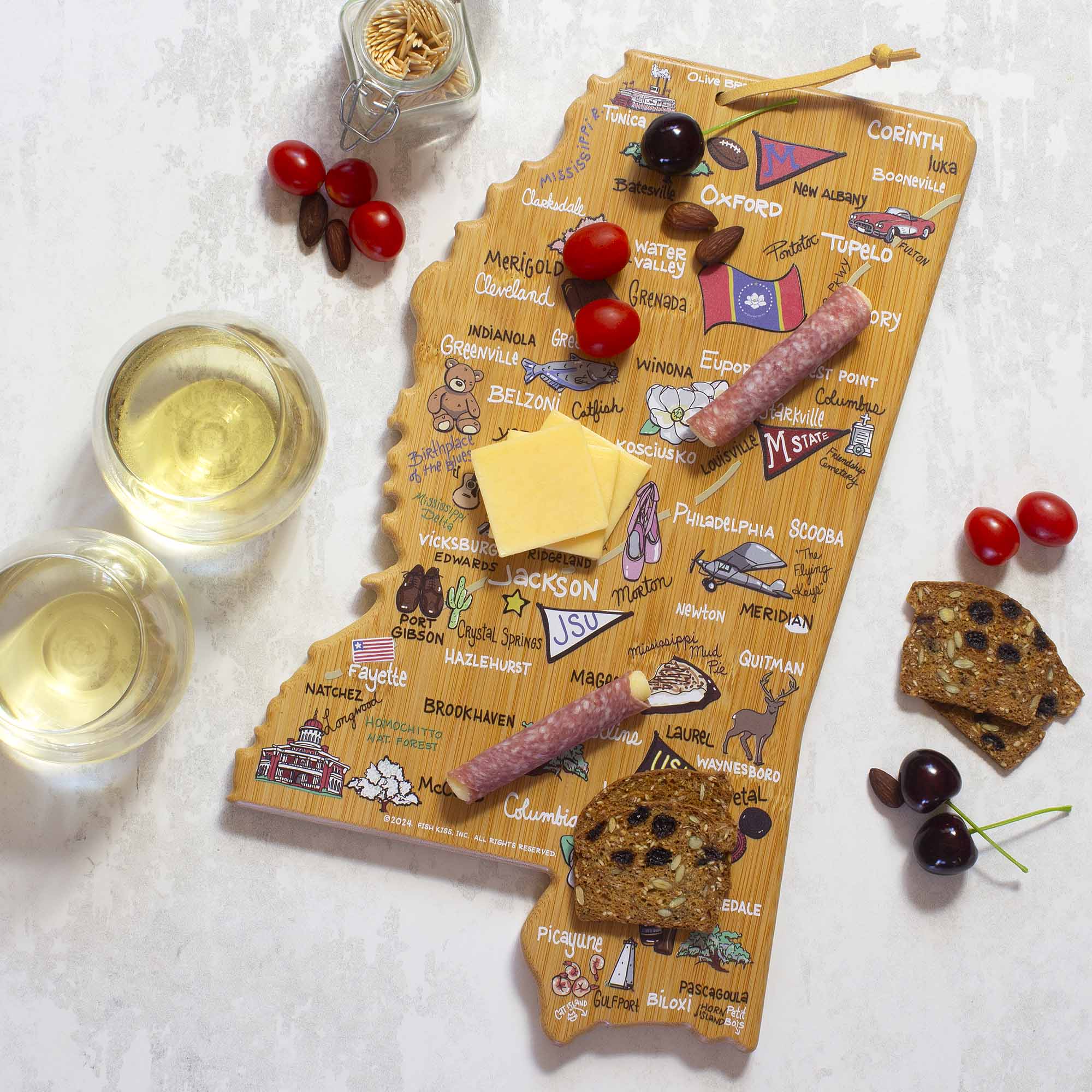 Mississippi Cutting Board with Artwork by Fish Kiss™ – Totally Bamboo
