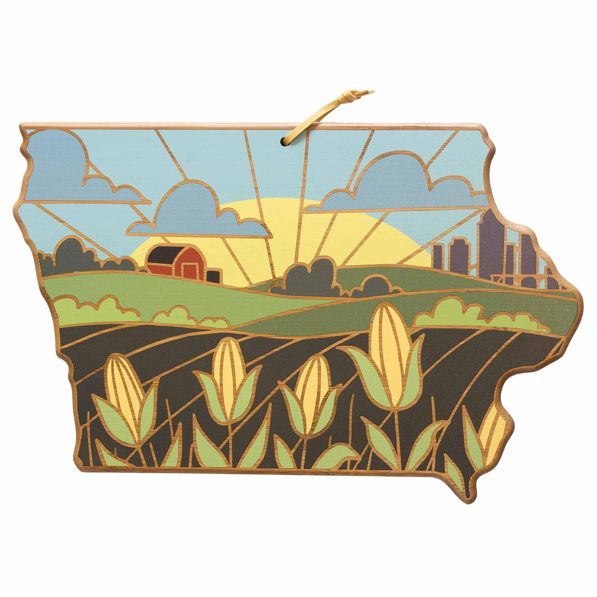 Iowa State Shaped Serving & Cutting Board with Artwork by Summer Stokes ...