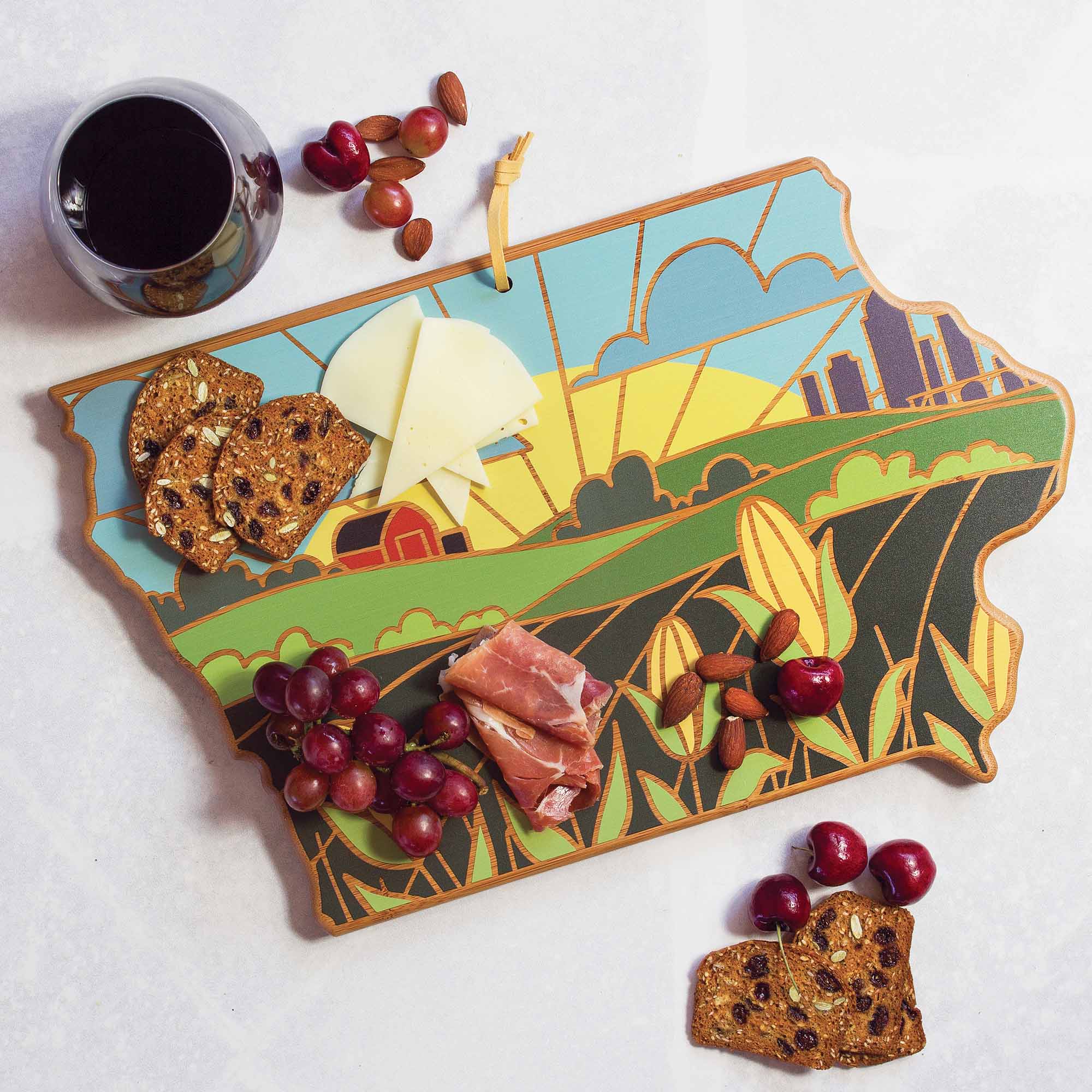 Iowa State Shaped Serving & Cutting Board with Artwork by Summer Stokes ...