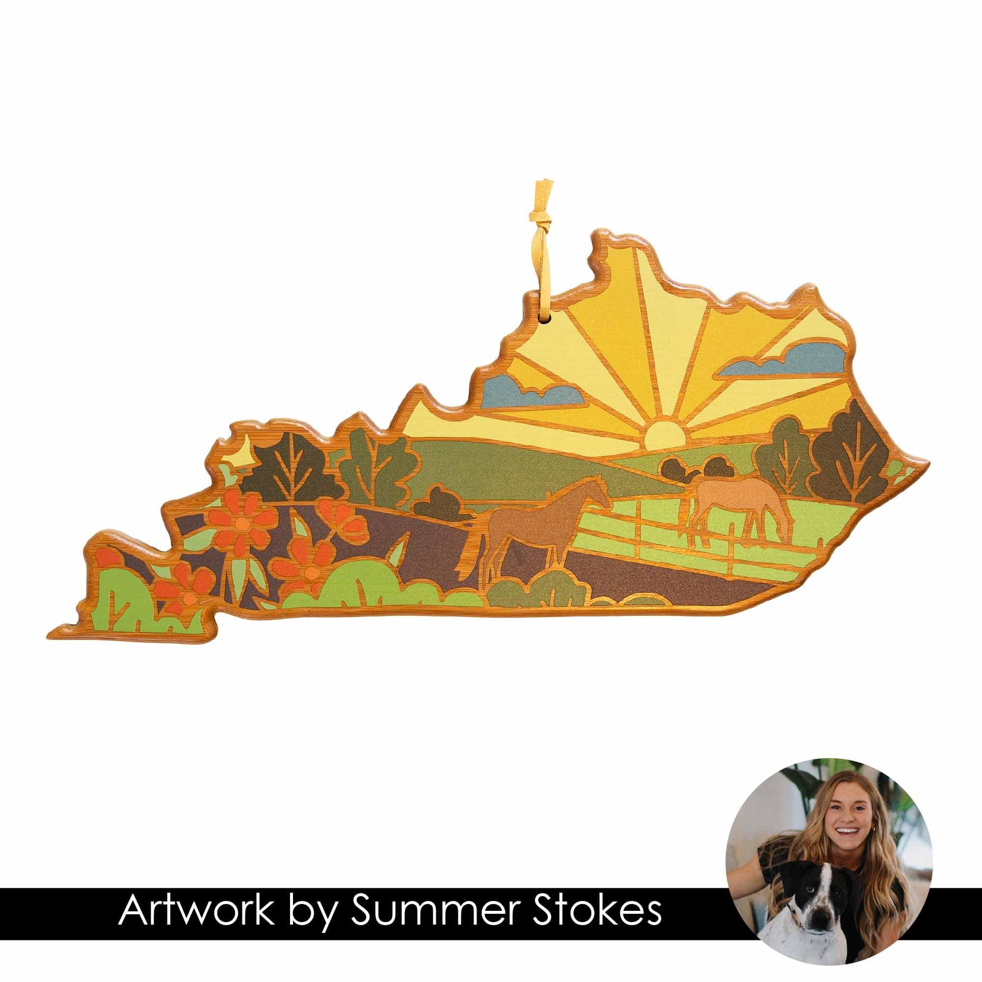 Kentucky State Shaped Serving & Cutting Board with Artwork by Summer ...