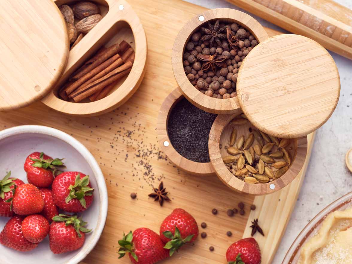 Triple Salt Cellar with Swivel Lids, 1-1/3 Cups Capacity – Totally Bamboo