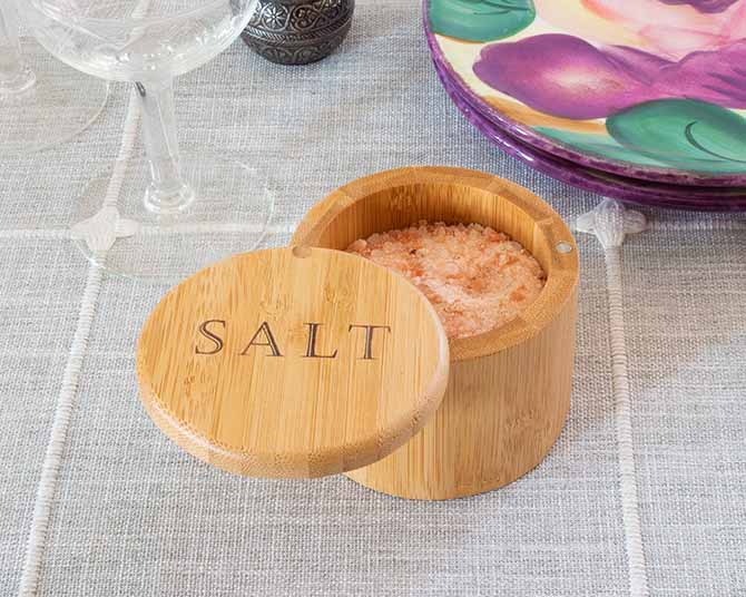 Triple Salt Cellar with Swivel Lids, 1-1/3 Cups Capacity – Totally Bamboo