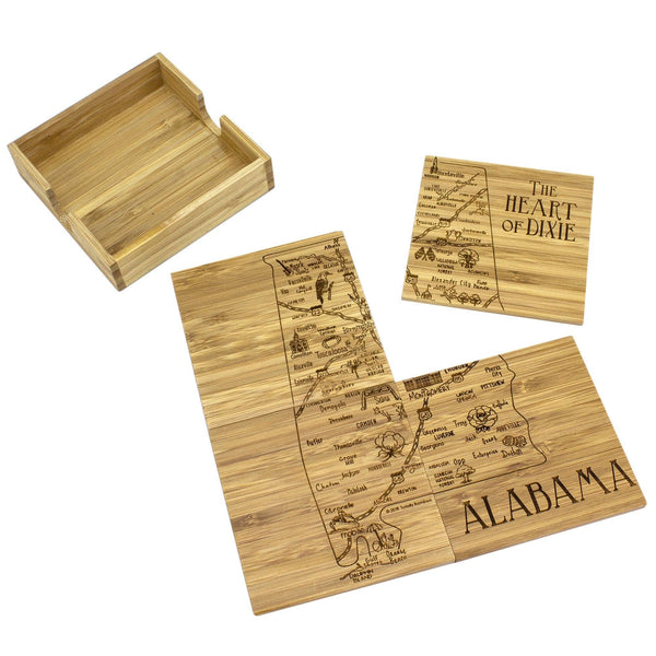 Alabama State Puzzle 4-Pc. Coaster Set with Case – Totally Bamboo