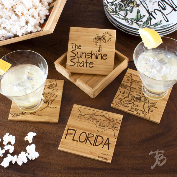 Florida State Puzzle 4-Pc. Coaster Set with Case – Totally Bamboo